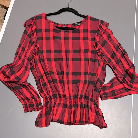 Sanctuary | Tops | Euc Sanctuary Red Black Buffalo Check Blouse | Poshmark